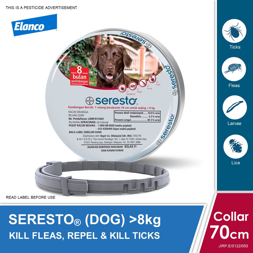 Seresto Anti Tick Flea Lice Collar - Size L | Shopee Malaysia