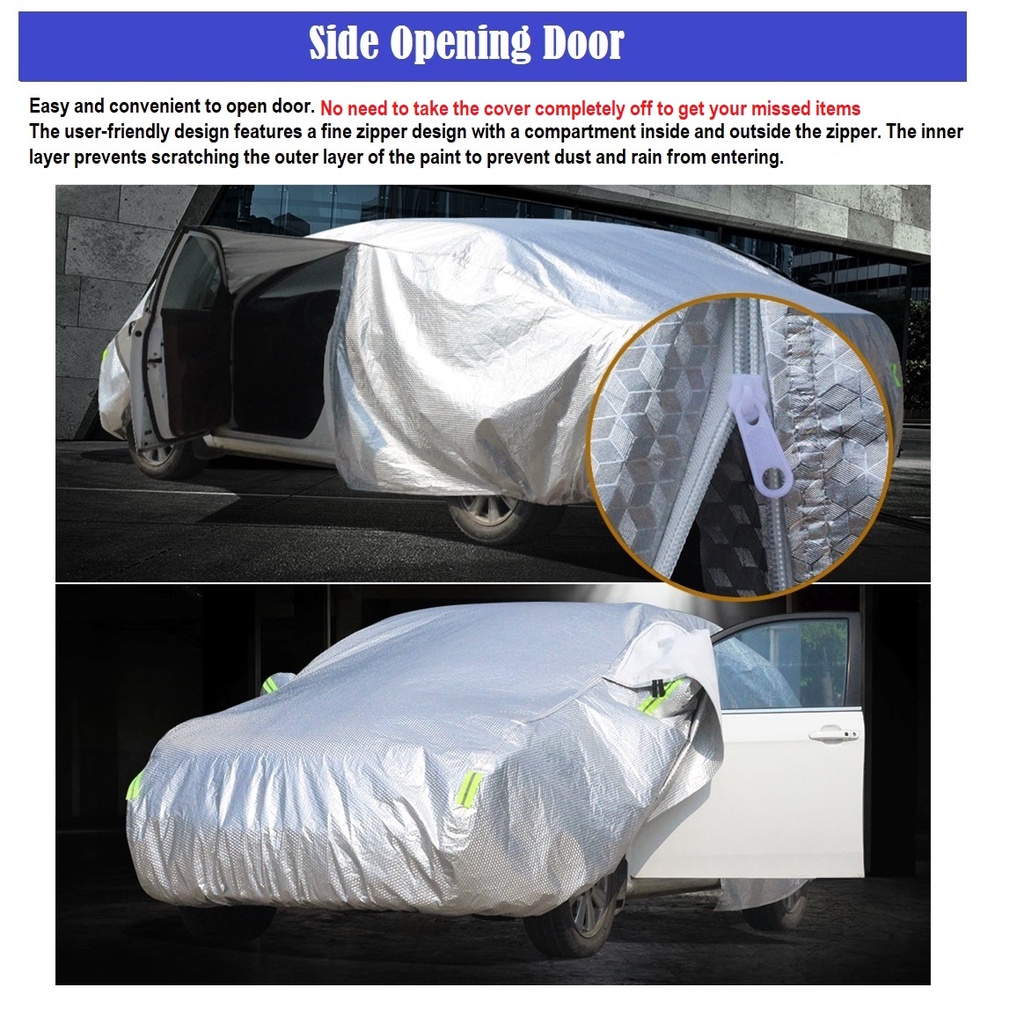 🔥🔥 Durable 3 Layers Thick Aluminum Coating Full Car Cover Outdoor ...