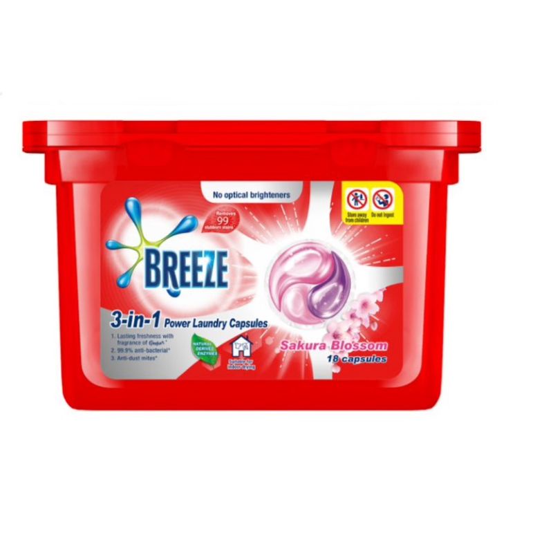 Breeze 3 in 1 Laundry Capsules 1 PIECE CAPSULE( Sakura Blossom ...