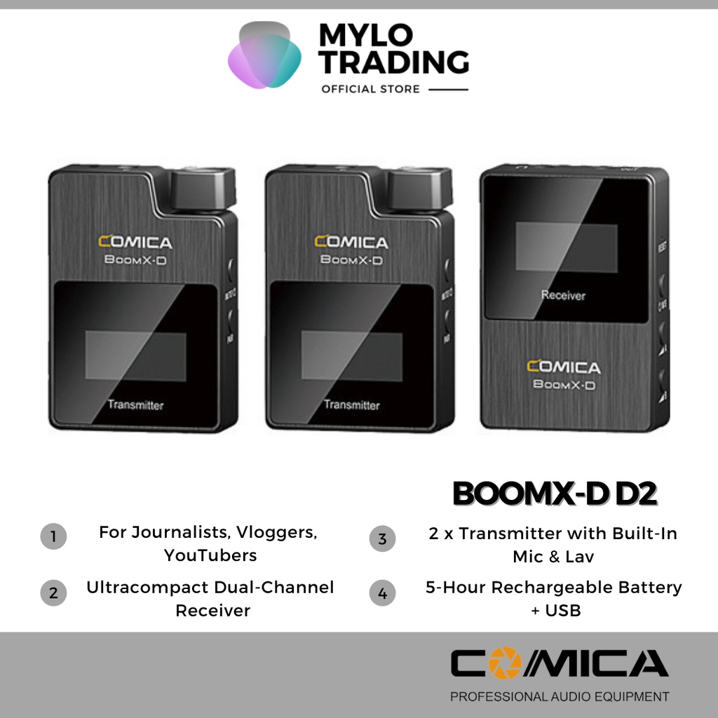 Comica BoomX-D D1 D2 UC1 BoomX-U U1 U2 Ultracompact 2-Person Digital Wireless Microphone System ...