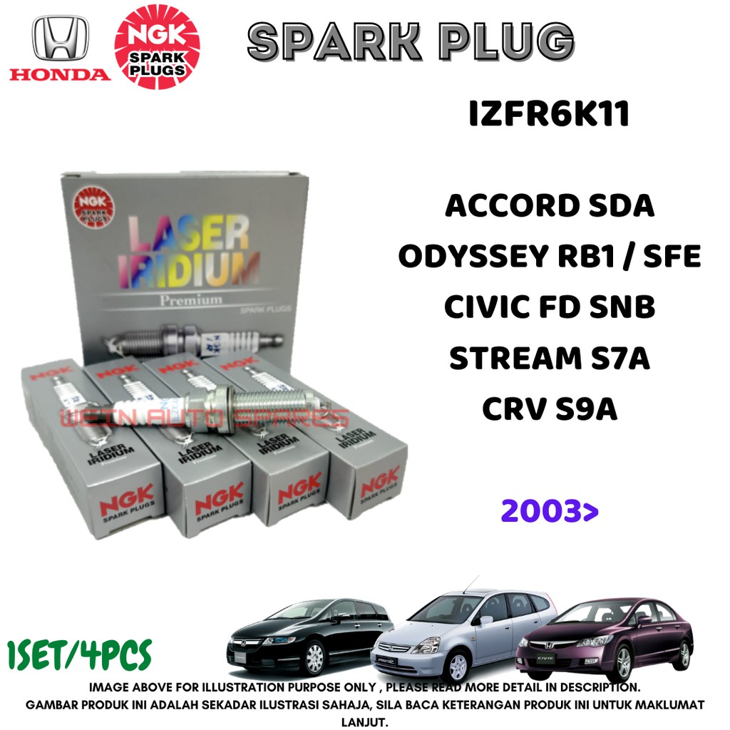 ORIGINAL NGK LASER IRIDIUM SPARK PLUG IZFR6K11 FOR HONDA ACCORD SDA ...