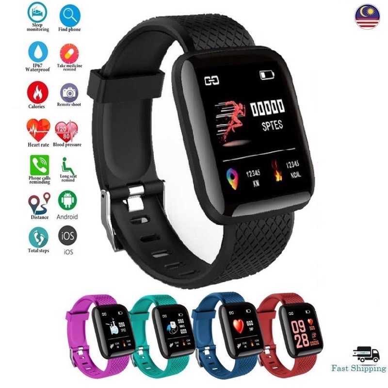 🔥116 Plus Smart Watch Fitness Tracker Smart Bracelet Bluetooth ...