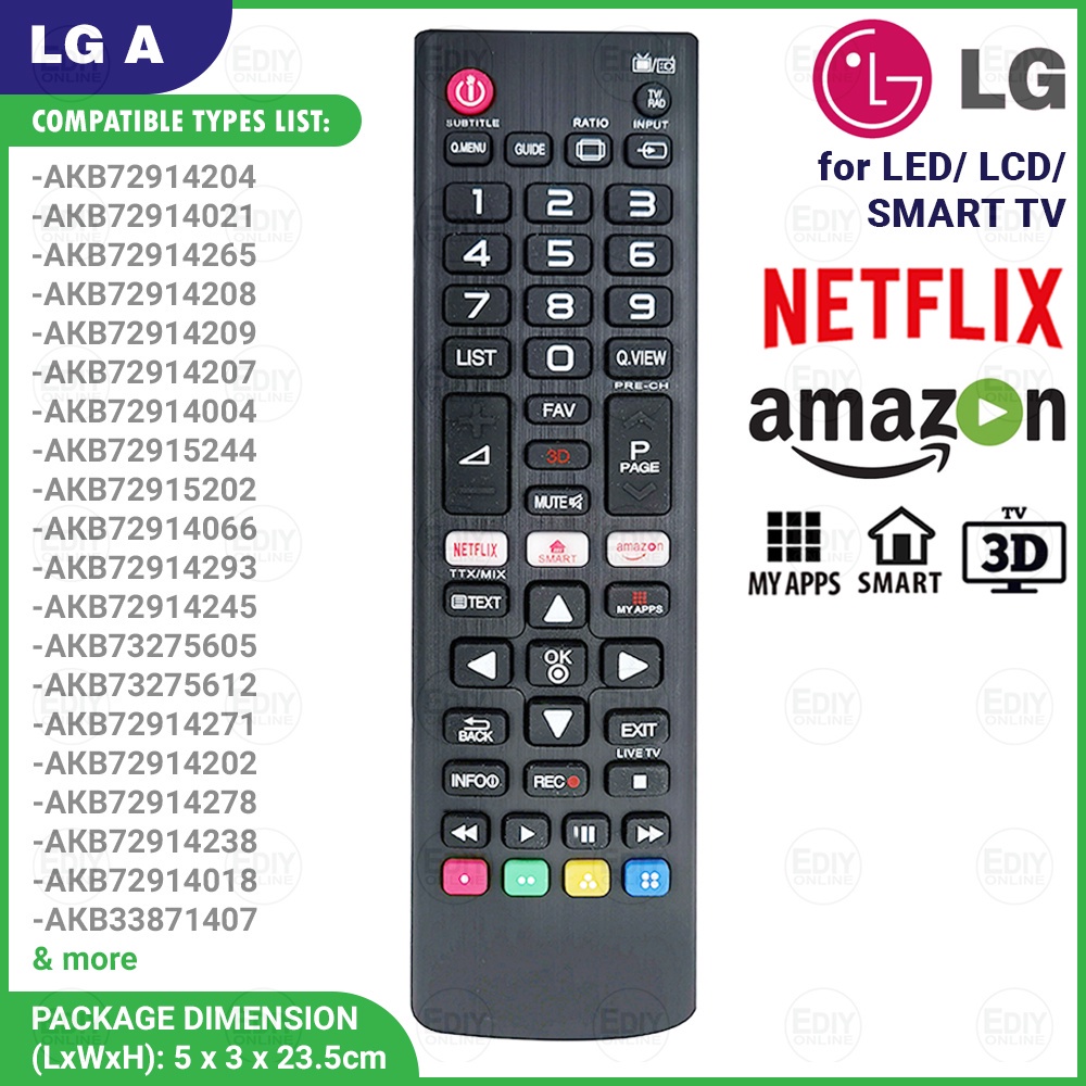 UNIVERSAL LCD LED SMART PANEL TV REMOTE CONTROL LG SHARP MYTV DECODER ...