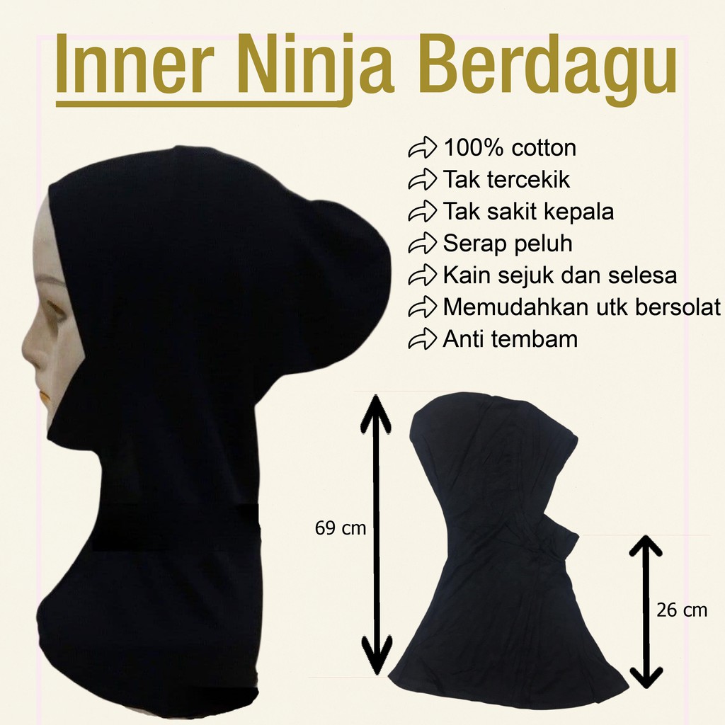 INNER NINJA TIDAK/BERDAGU KAIN SEJUK BLACK -inner -innerwarda ...