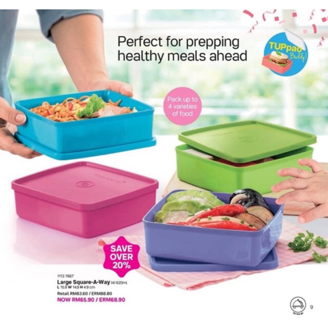 TUPPERWARE Large Square Away 620ml | Shopee Malaysia