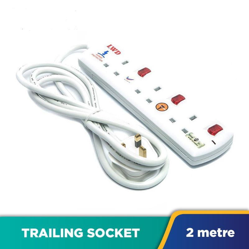 SIRIM 3 Gang Way Extension Cable, 2 Metres Long Wire (Clear Stock ...