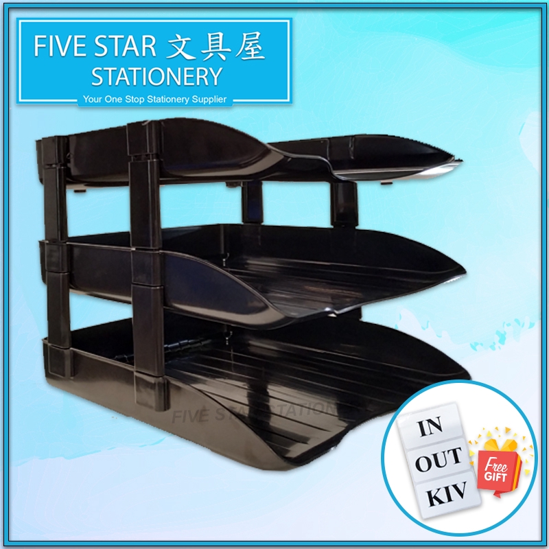 fivestar2u 3 Tier Document Tray Plastic Tray Document Filing Storage ...