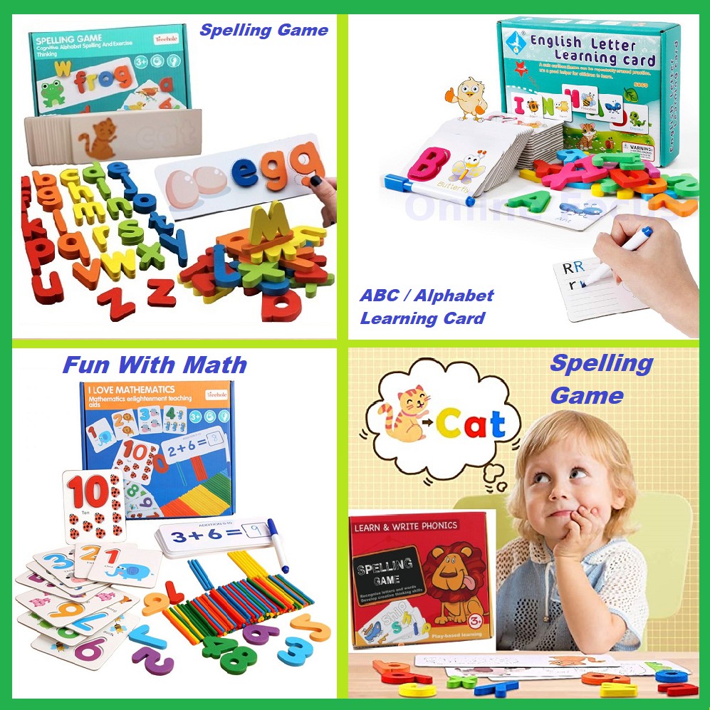 ABC Alphabet, Number Digital and Spelling Words Game Letter Card ...