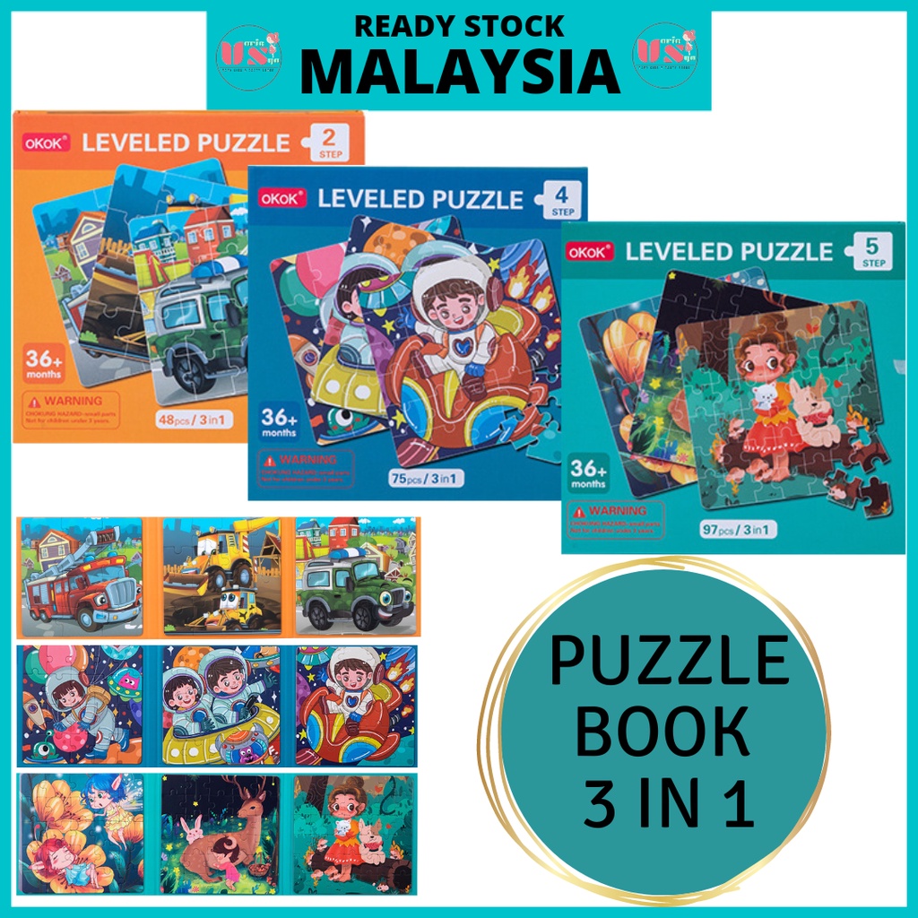 Puzzle Book 3 in 1 Puzzle Magnetic Advanced Puzzle with stage Buku ...