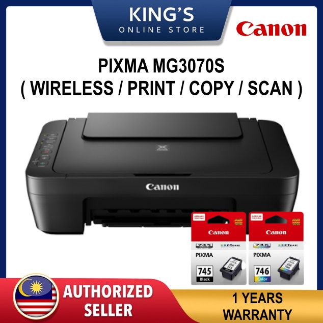 Canon MG3070S All In One Wifi Printer with Black and Colour Ink ...
