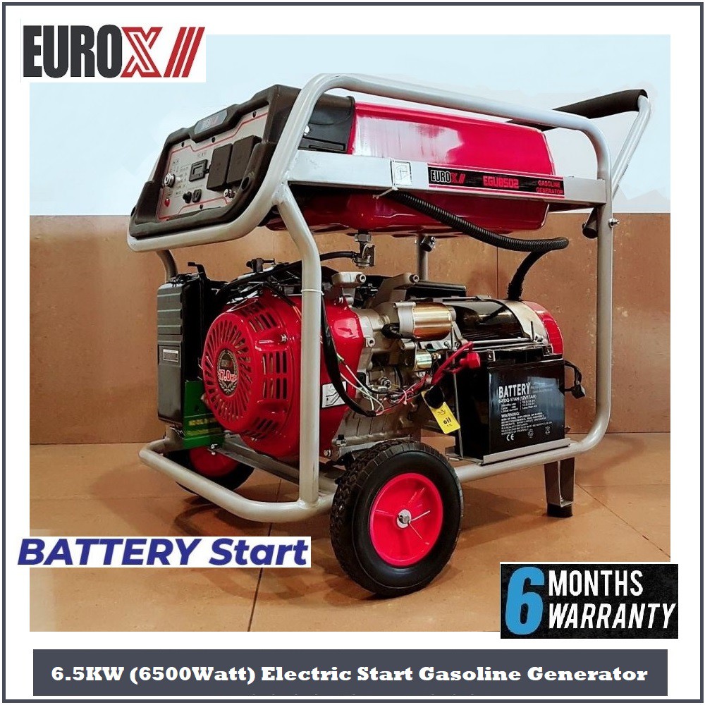 Eurox EGU-7502 6.5KW (6500Watt) Petrol Generator With Electric Start - 6 Months Warranty ...
