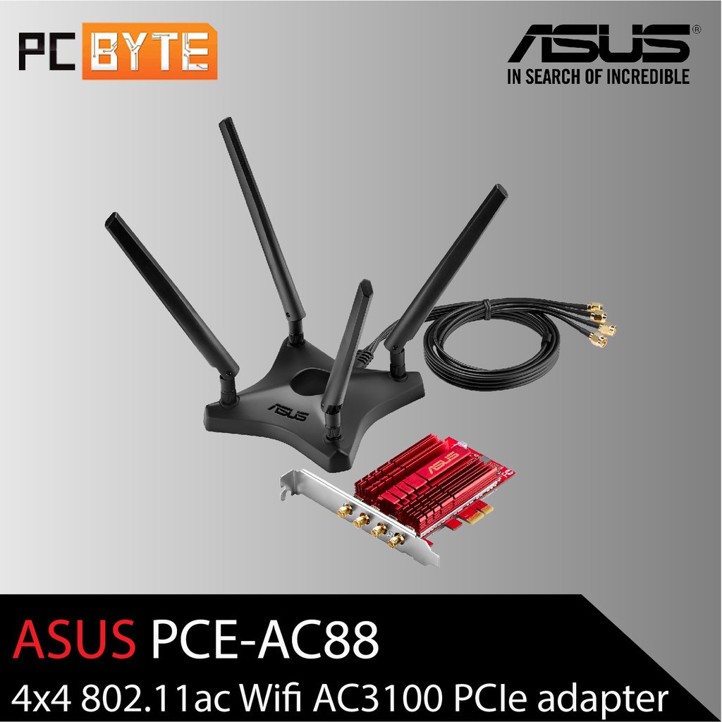 ASUS PCE-AC88 4x4 802.11ac WiFi AC3100 PCIe Adapter | Shopee Malaysia