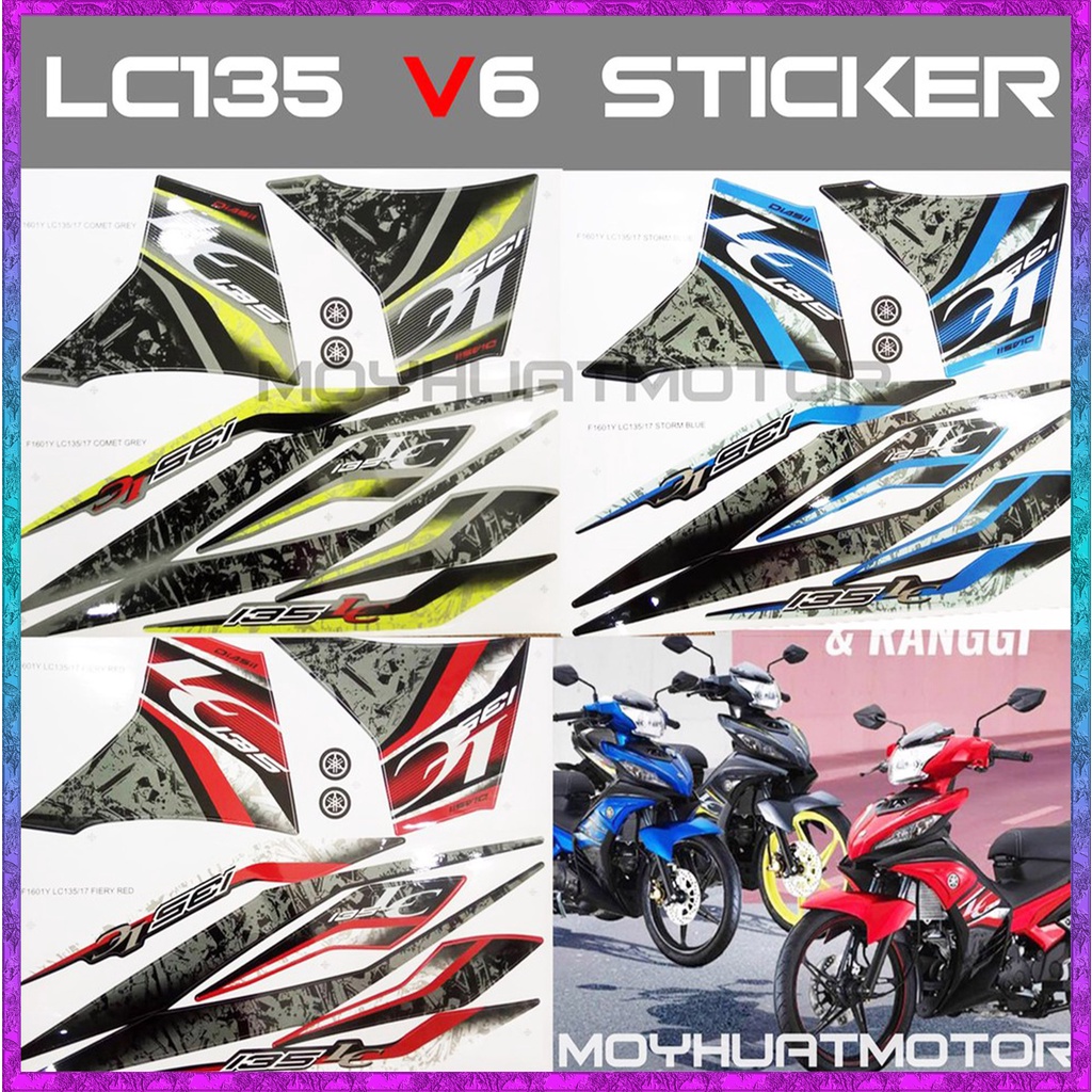 STICKER SET YAMAHA LC135 V6 / 135 LC V6 STICKER FULL SET / BLUE RED ...