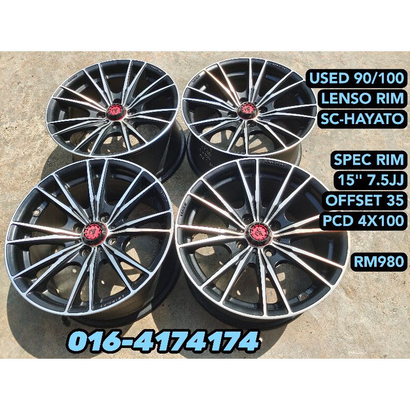 USED 15 RIM LENSO SC HAYATO TIP TOP CONDITION 90/100 myvi jazz city ...