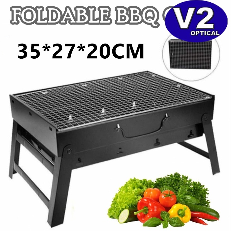 (SMALL) Portable Foldable Outdoor BBQ Grill Barbecue Rack Fuel Charcoal Camping Picnic Outdoor ...