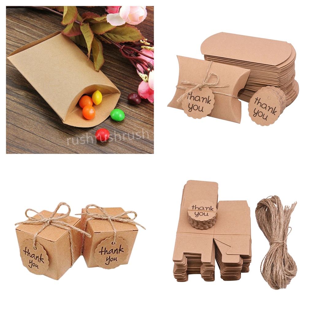 [ Brown Kraft Paper Wedding Favor Boxes Small Bakery Boxes Easy to ...