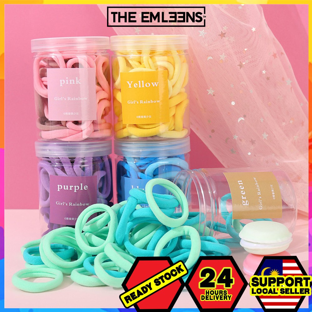 M'sia Stock 🇲🇾 50pcs Gradient Elastic Hair Band Hair Accessories Candy ...