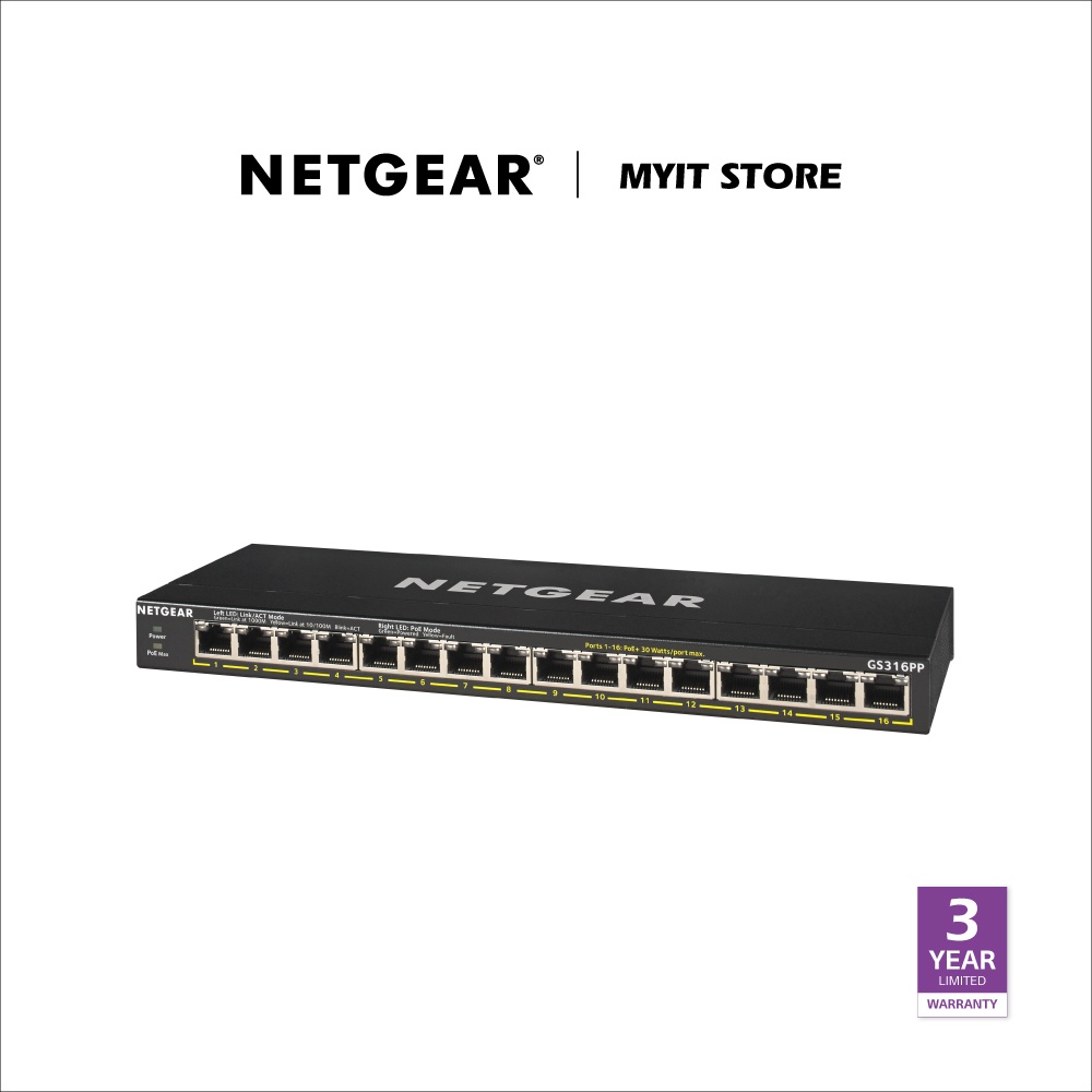 NETGEAR 16-Port Gigabit Ethernet Unmanaged High-Power PoE+ Switch with ...