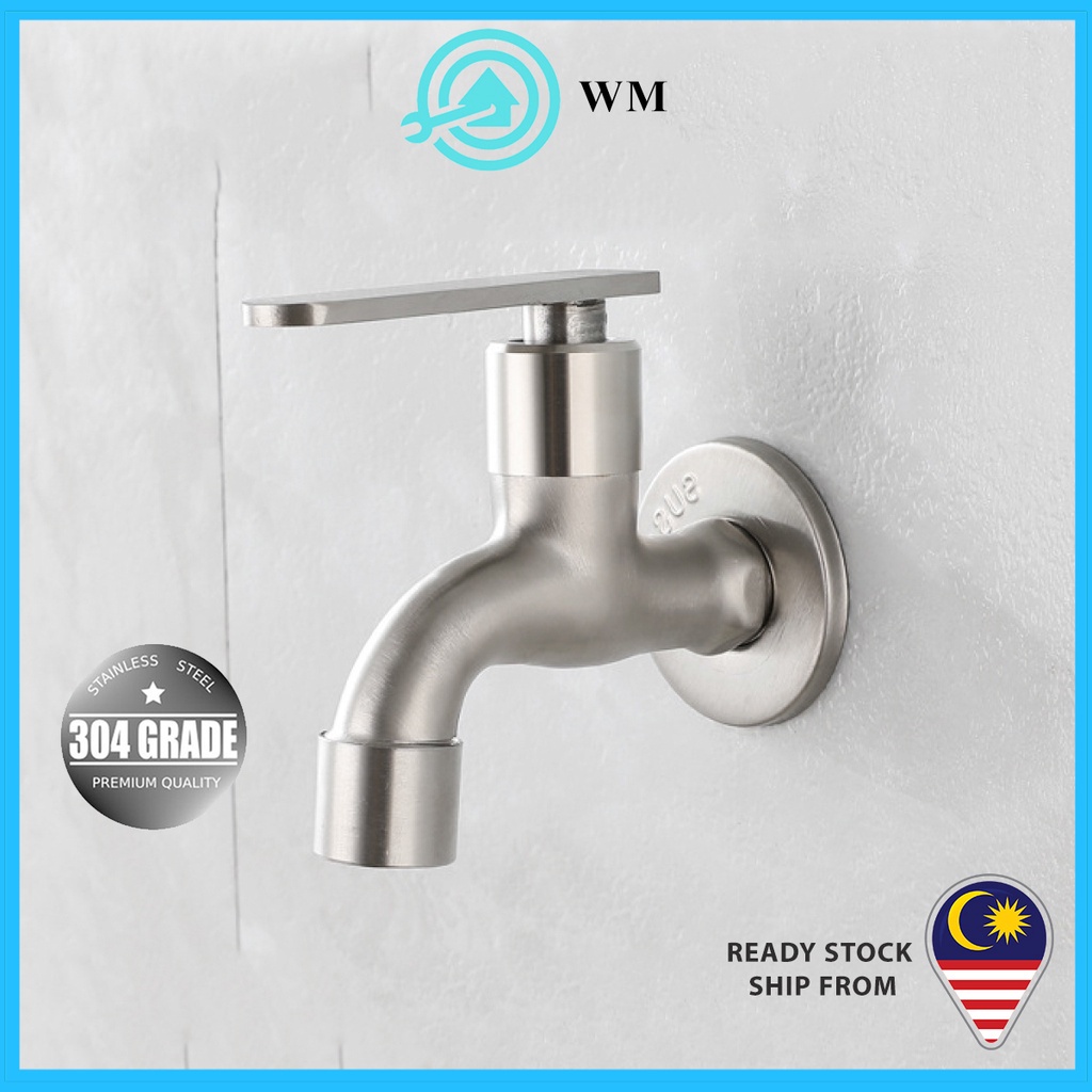 WM Bathroom or Outdoor Wall Bib Tap Stainless Steel SUS 304 Matt Black ...