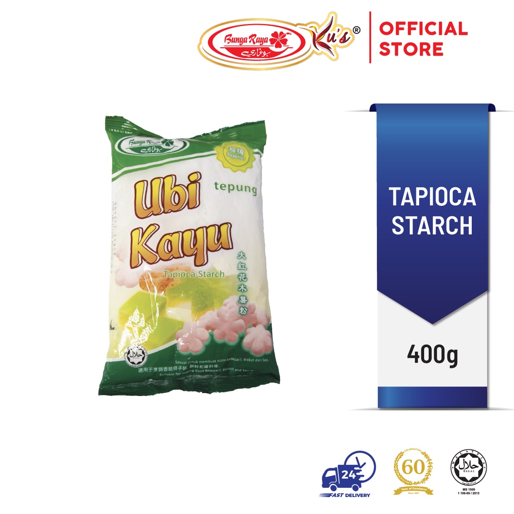 BUNGA RAYA KUS Tepung Ubi Kayu 400g || BUNGA RAYA KUS Tapioca Starch ...