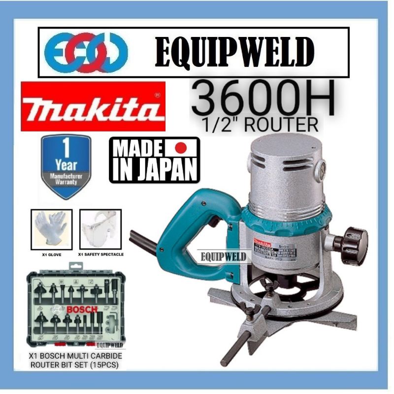 MAKITA 3600H 1/2" WOOD ROUTER / BIG TRIMMER 13MM 1500W (MADE IN JAPAN ...