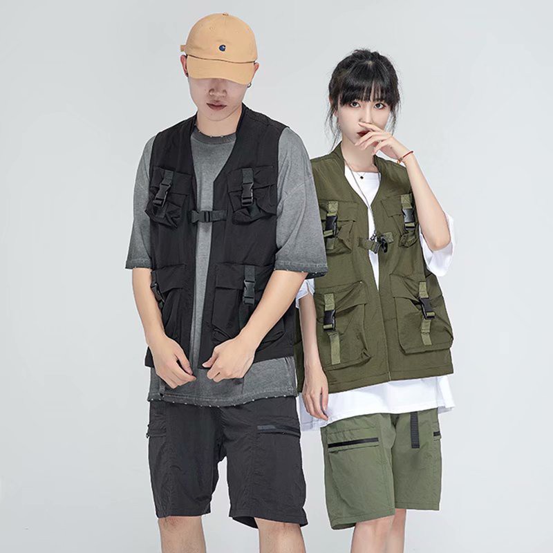 Japan retro military tactical function Vest Work Vest multi-pocket ...