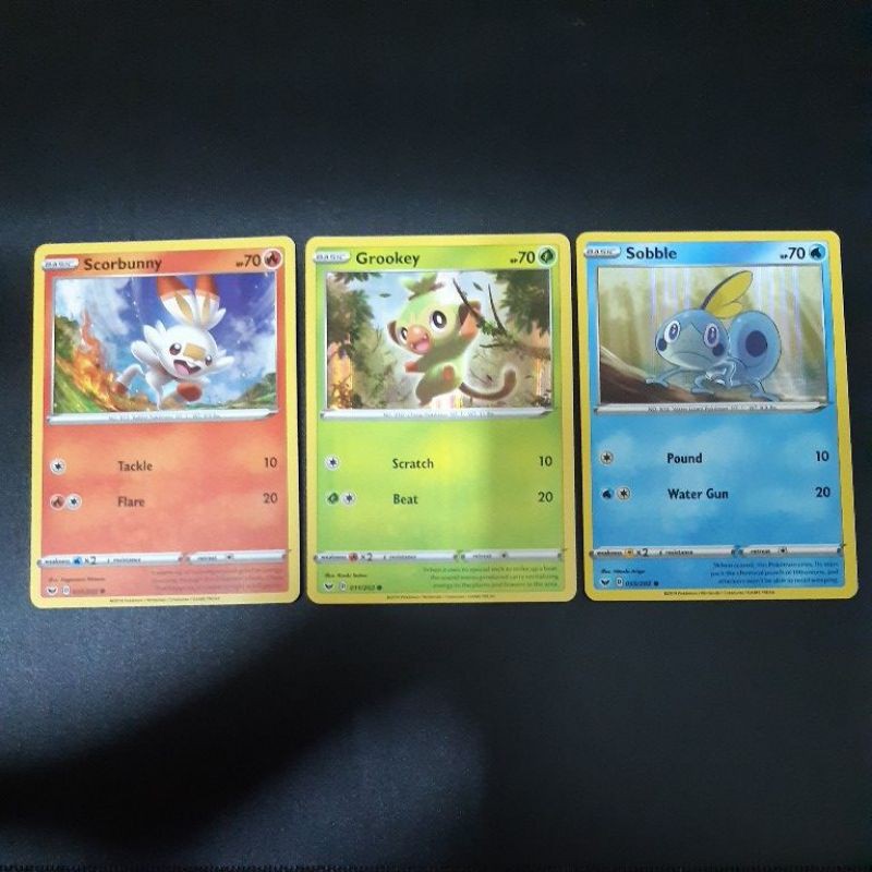 Pokemon Card TCG : Scorbunny, Grookey, Sobble - Set of 3cards (HOLO ...
