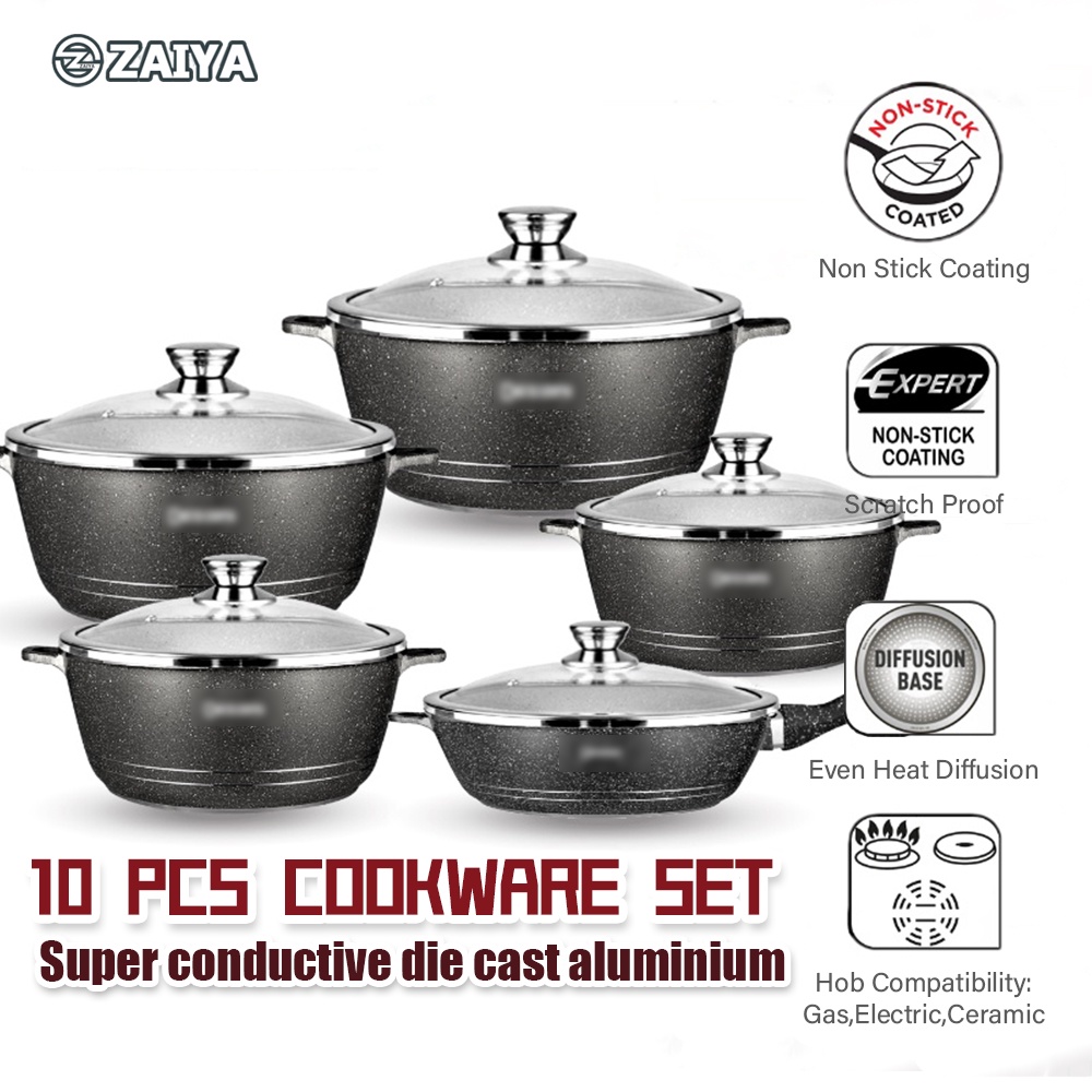 COOKWARE SET Granite Aluminum Non Stick Casserole Pot Bowl Deep Fry Pan ...