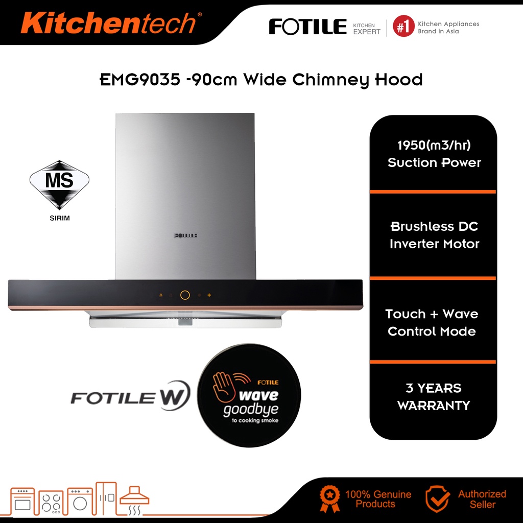 Fotile EMG9035 Fotile W Series Brushless DC Inverter Motor Chimney Hood ...