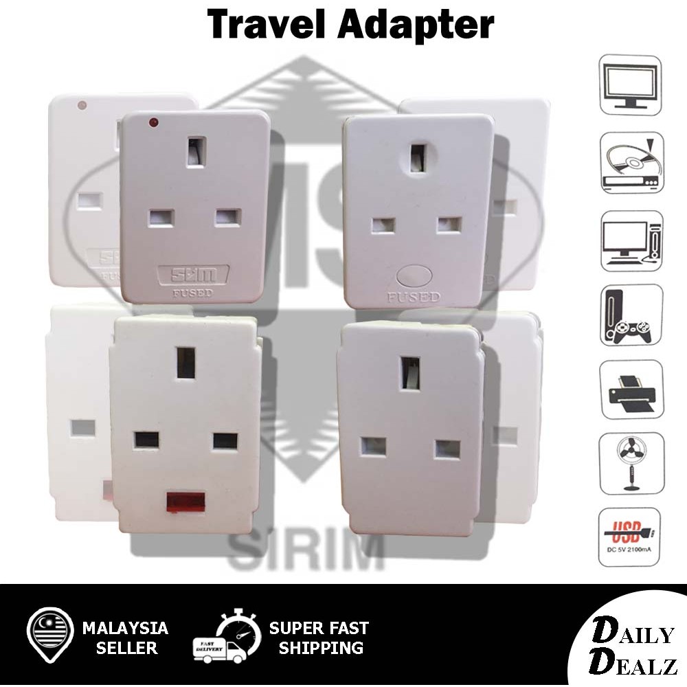3 Way 3 Pin Travel Multi Extension Adapter With Neon Indicator Light [Sirim Certified] | Shopee ...