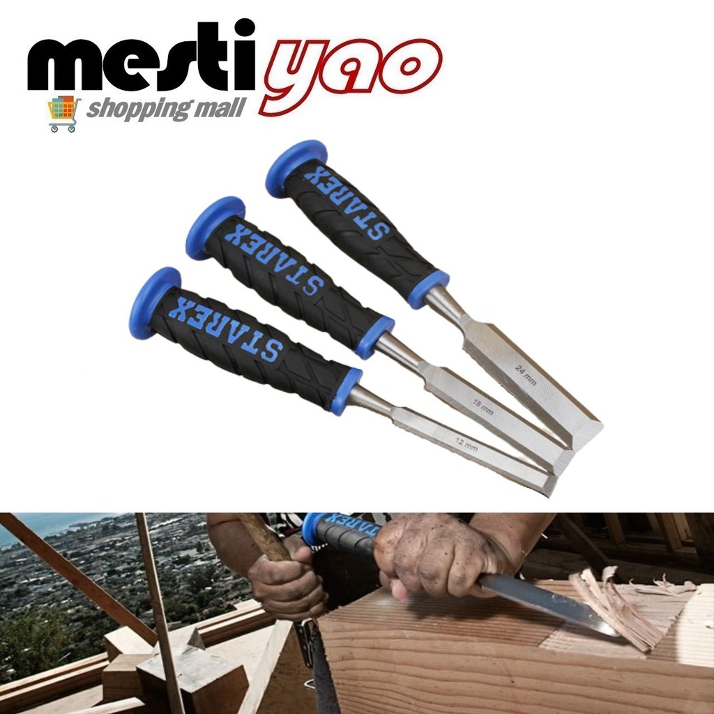 STAREX Wood Chisel Flat Carving Chisel with Steel Head Woodworking Tool ...