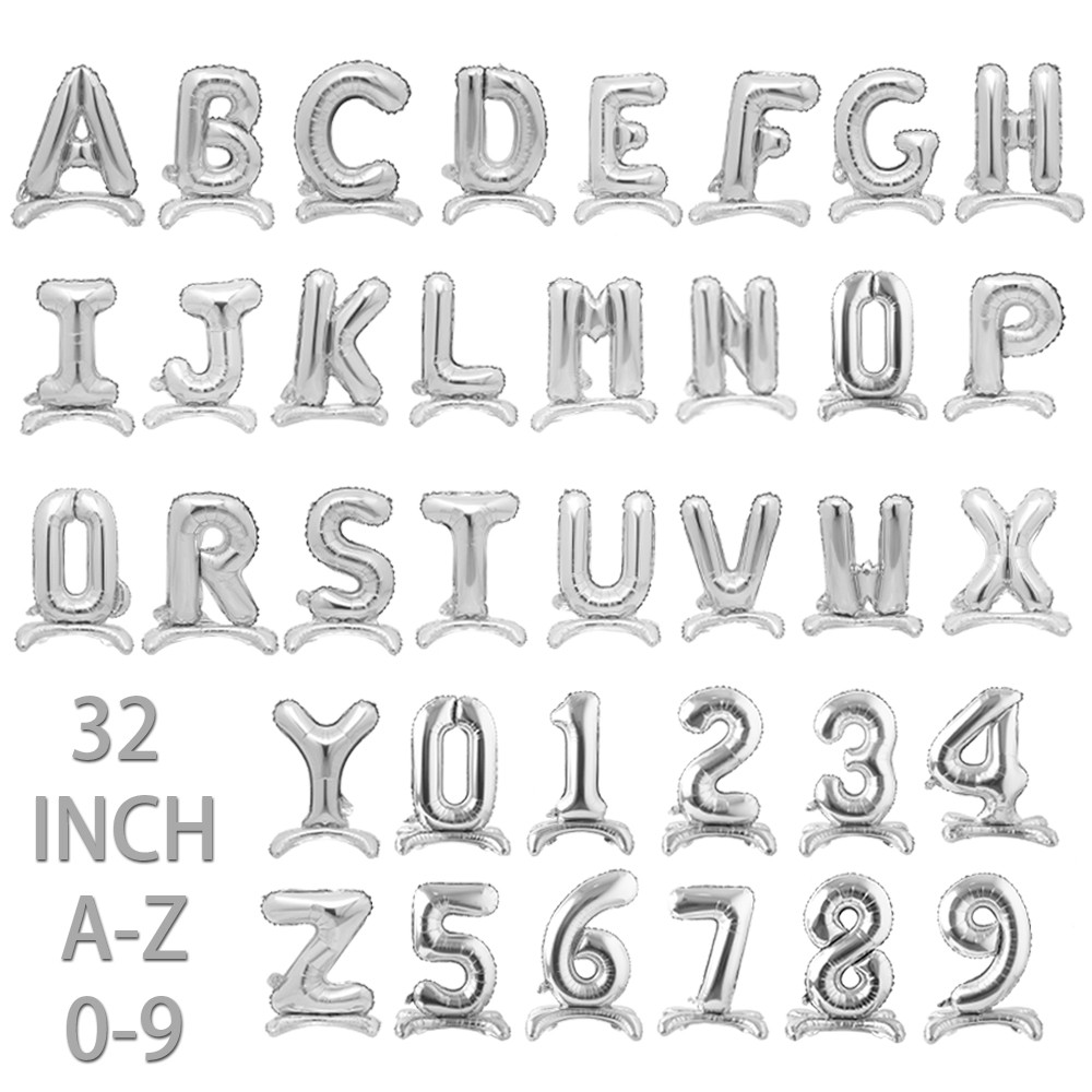 32 Inch standing Silver Alphabet Letters Foil Balloons Baby Shower ...