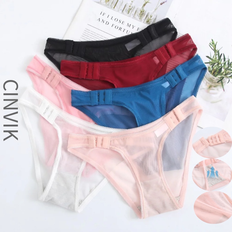 Cinvik Seluar Dalam Wanita Ice Silk Seamless Womens Low Waist Sexy