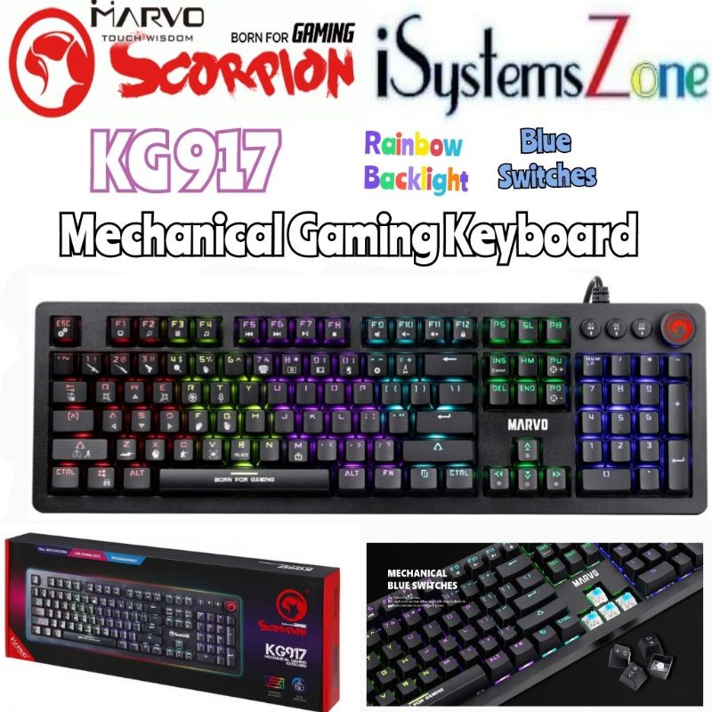 MARVO SCORPION KG917 MECHANICAL GAMING KEYBOARD BLUE SWITCHES | Shopee ...