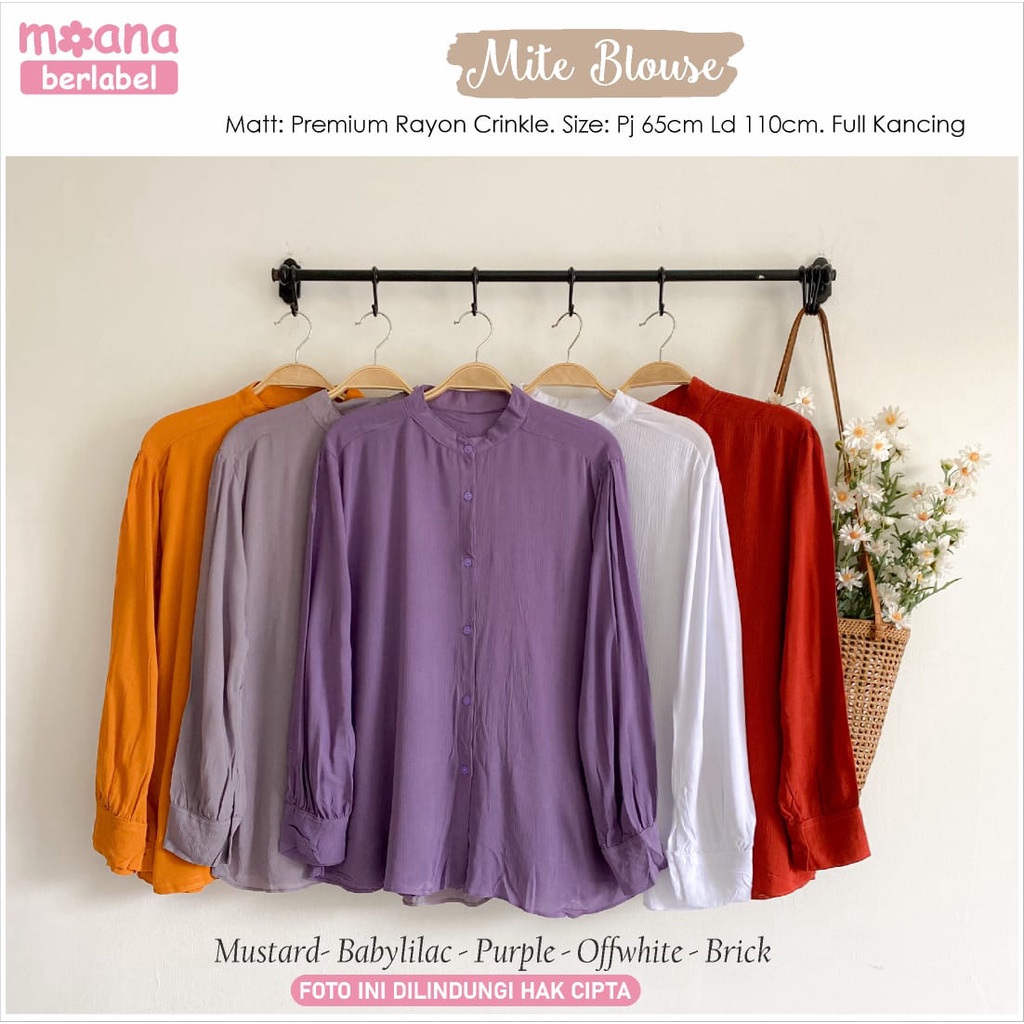 Mite BLOUSE BY MOANA TOP TOP Plain Clothes BLOSUE MUSLIM Plain PREMIUM Material RAYON CRINKLE LD ...