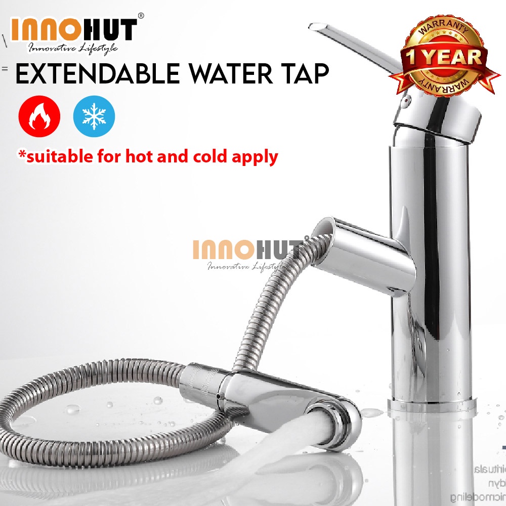Innohut Extendable Round Head Water Sink Tap Pull Out Nozzle Faucet ...