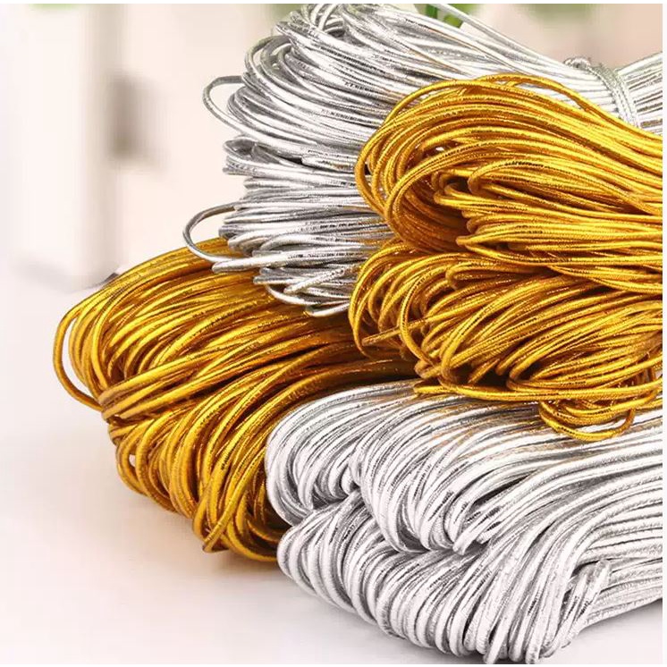 5m/lot 2mm golden elastic tag rope card cup rubber band golden thread ...