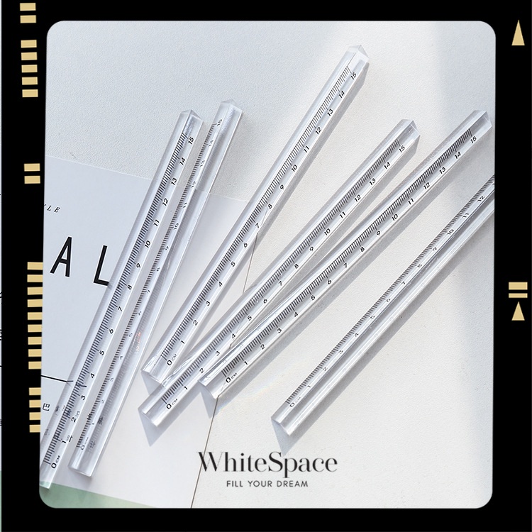 WHITESPACE Transparent Triangle Ruler Acrylic Straight Ruler Triangular ...