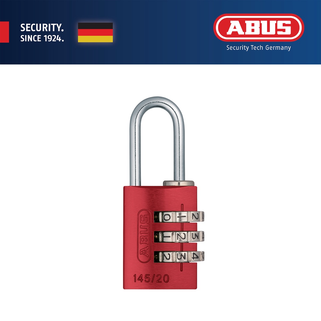 Abus 145/20 Aluminium Combination Padlock Resettable Code - Red/Orange ...