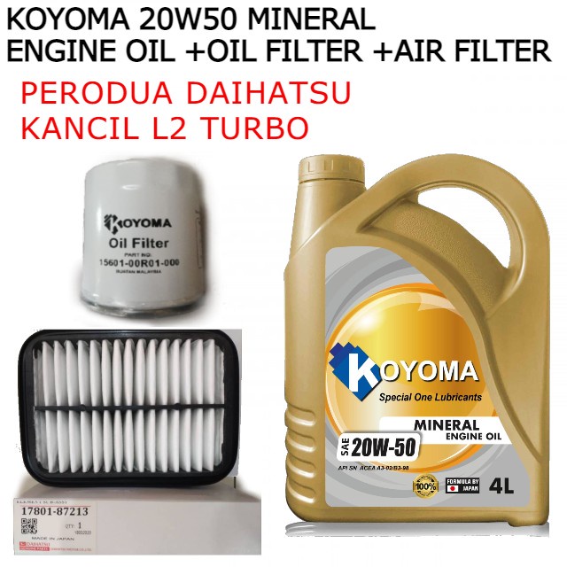 DAIHATSU PERODUA MIRA KANCIL L2 TURBO AIR FILTER + OIL FILTER + KOYOMA ...