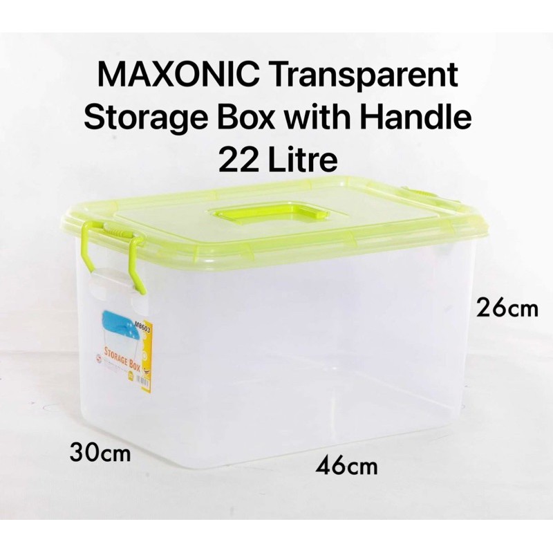 MAXONIC Transparent Storage Box With Handle 22Litre 8603 / Multipurpose ...