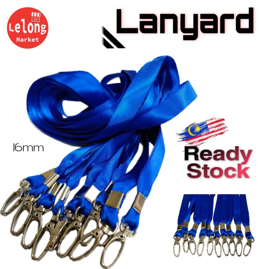 📌 Lanyard 16mm 📌 Royal Blue Big Hook/ID Card / BLAND / PLAIN / Add on ...