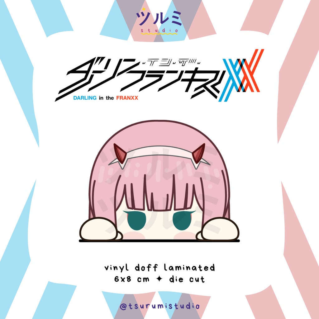 Darling in The Franxx: Zero Two Peeking Sticker / Peeker Sticker ... Darling in The Franxx: Zero Two Peeking Sticker / Peeker Sticker ...