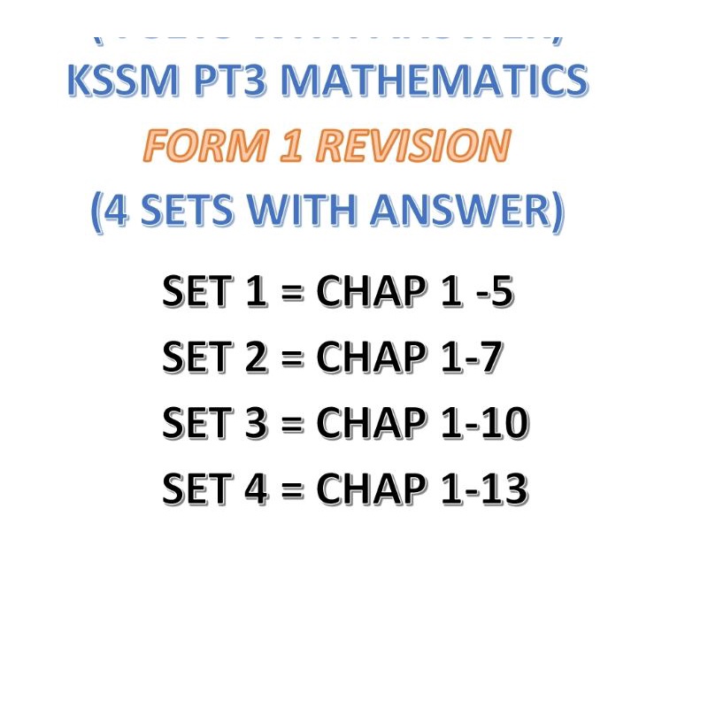 PT3 MATHEMATICS ( FORM 1) Revision Kertas model | Shopee Malaysia