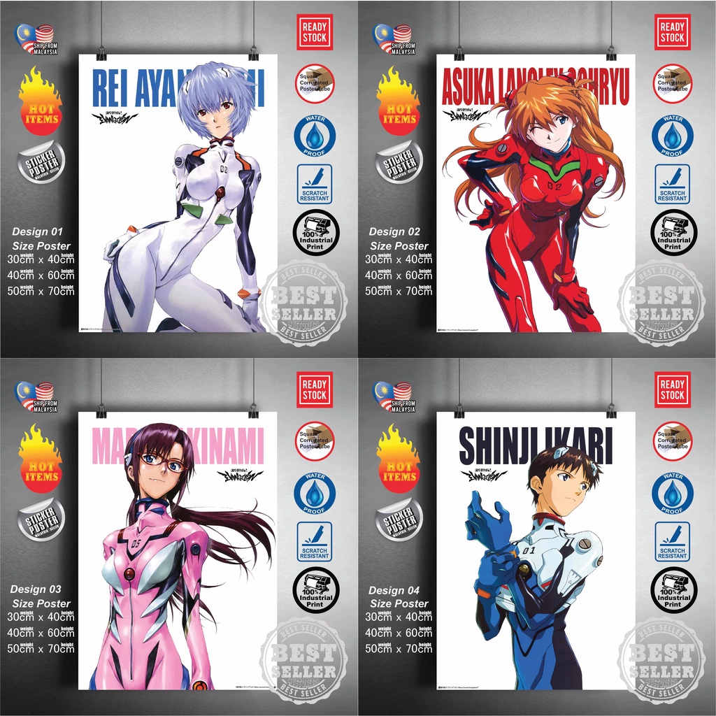 【READY STOCK】Neon Genesis Evangelion poster Japanese anime poster ...