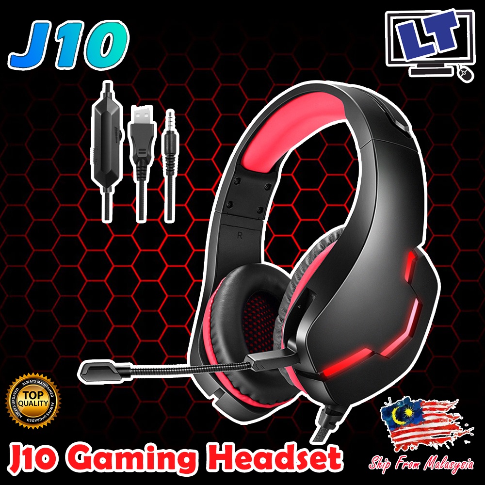 J10 Gaming Headset and USB 40mm Line Drive Wired Stereo RGB Gaming ...