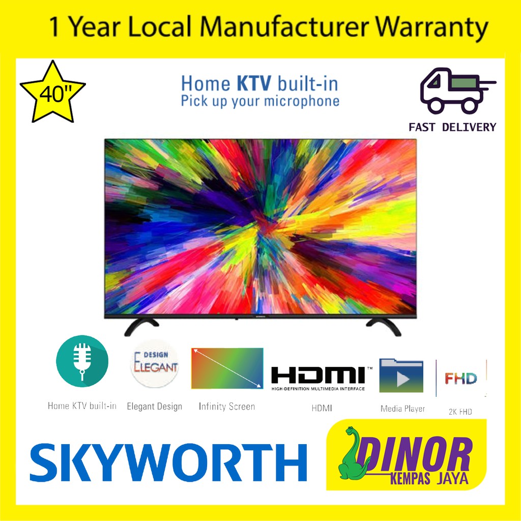 Skyworth 40 Inch Digital LED TV 40TB2000 With Digital Karaoke TV TB2000 ...