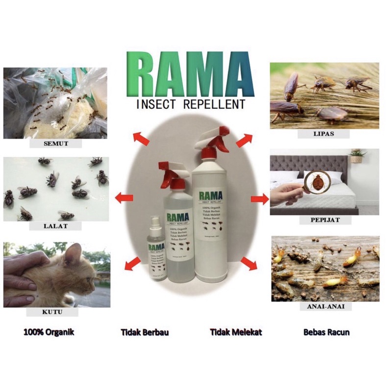 RAMA Insect Repellent | Spray Serangga Organik (Sesuai Untuk Kutu, Semut, Pepijat, Lipas dan ...