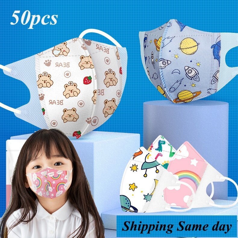 50pcs 3D Kids Mask Baby Mask 3PL Disposable 3D Duckbill Kids Face Mask ...
