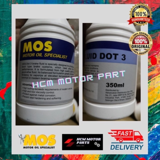 MOS BRAKE FLUID DOT 3 350ML BRAKE OIL MURAH HIGH QUALITY MINYAK BRAKE ...